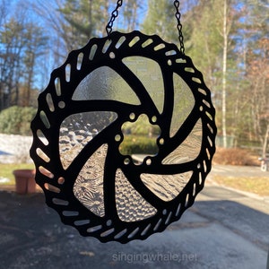 Bicycle Themed Stained Glass / Mixed Media Bike Glass, Upcycled Bike ...