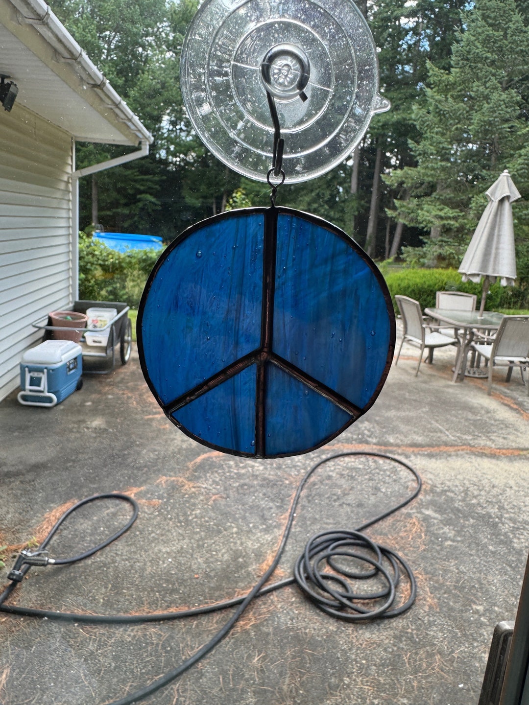 Stained Glass Peace Sign - Blue, in Stock, Peace Symbol, Suncatcher ...