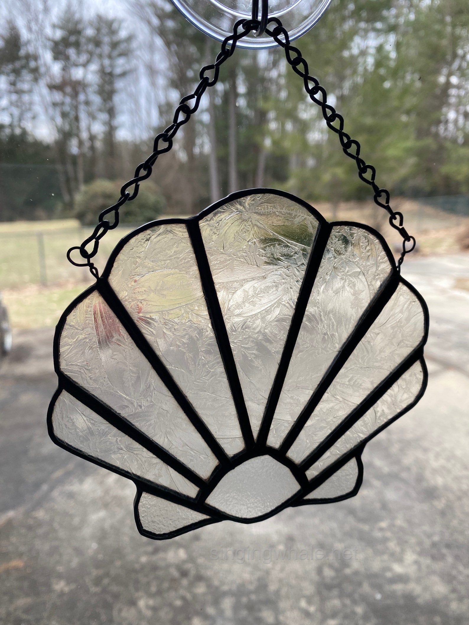 Stained Glass Seashell Suncatcher Clear Textured Glass - Etsy