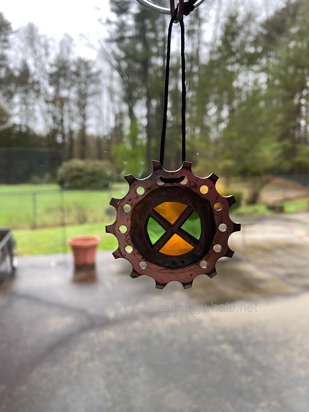 Bicycle Ornament Stained Glass / Mixed Media Bike Glass, Upcycled Bike ...