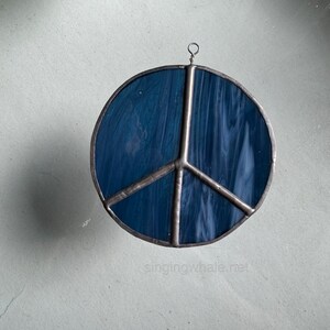 Stained Glass Peace Sign - Blue, in Stock, Peace Symbol, Suncatcher ...