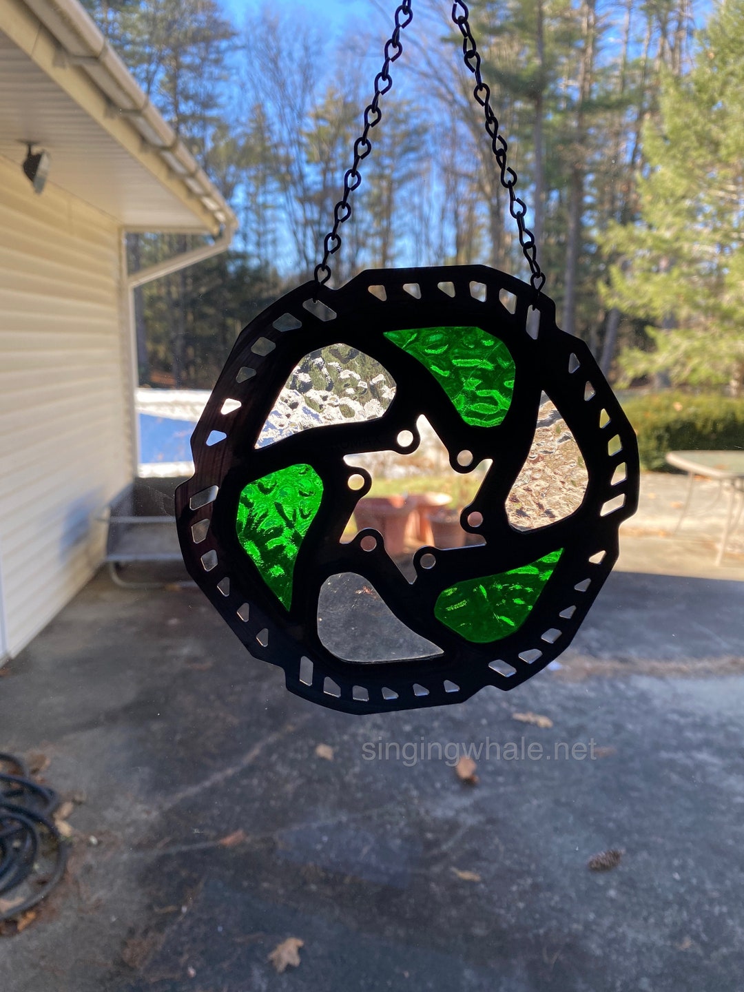 Bicycle Themed Stained Glass / Mixed Media Bike Glass, Upcycled Bike ...