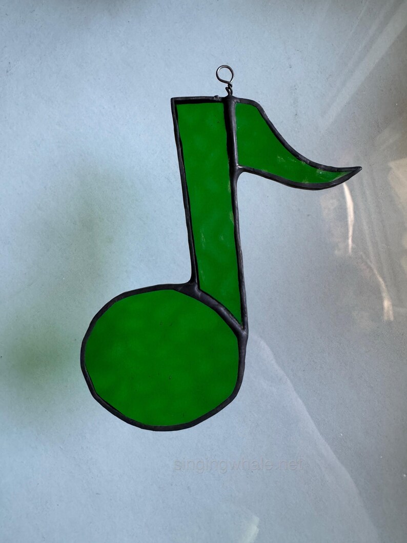 Stained Glass 8th Note - Emerald Green Rippled, Musical Notation, Music ...