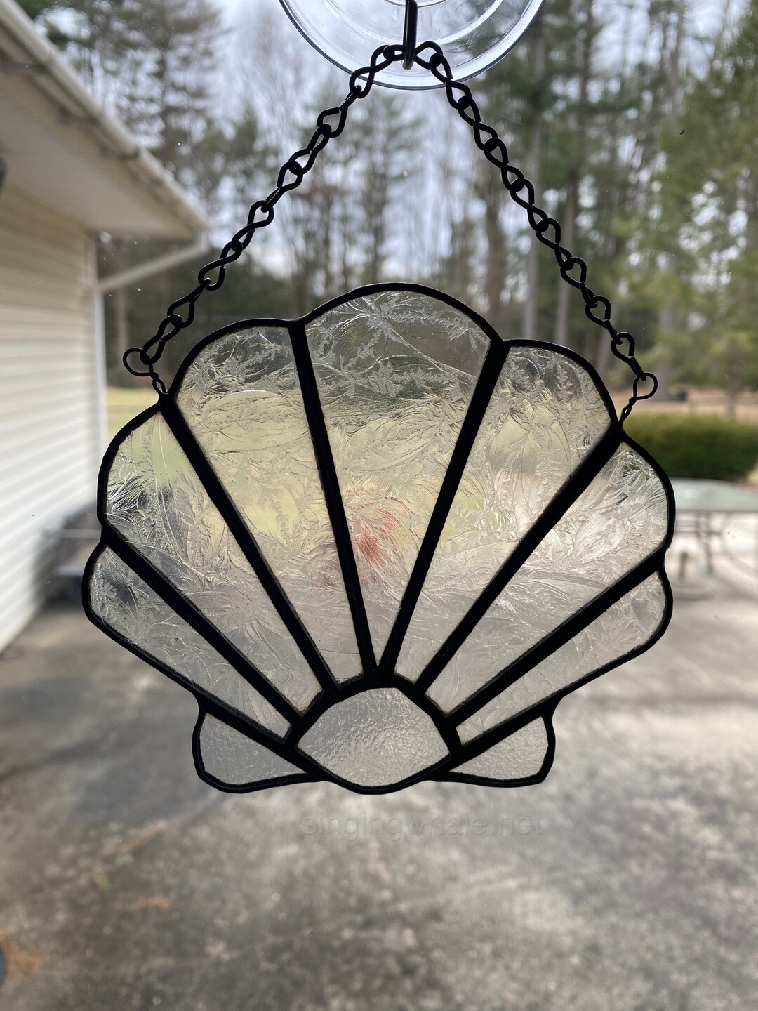 Stained Glass Seashell Suncatcher Clear Textured Glass - Etsy