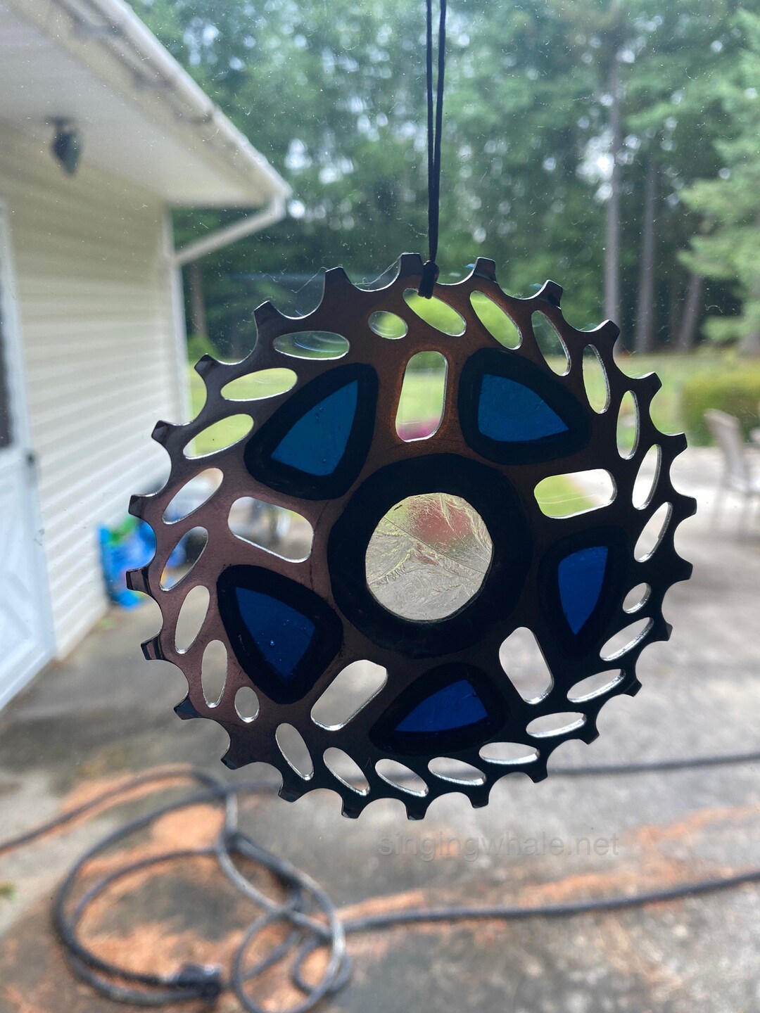 Bicycle Themed Stained Glass / Mixed Media Bike Glass, Upcycled Bike ...