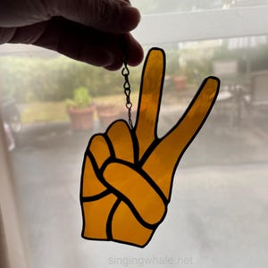 Stained Glass Peace Hand, Victory Hand - Hand Symbols, Amber Glass - Etsy