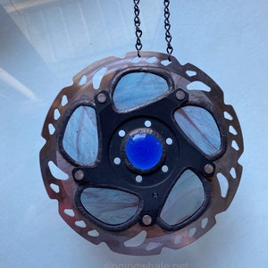 Bicycle Themed Stained Glass / Mixed Media Bike Glass, Upcycled Bike ...