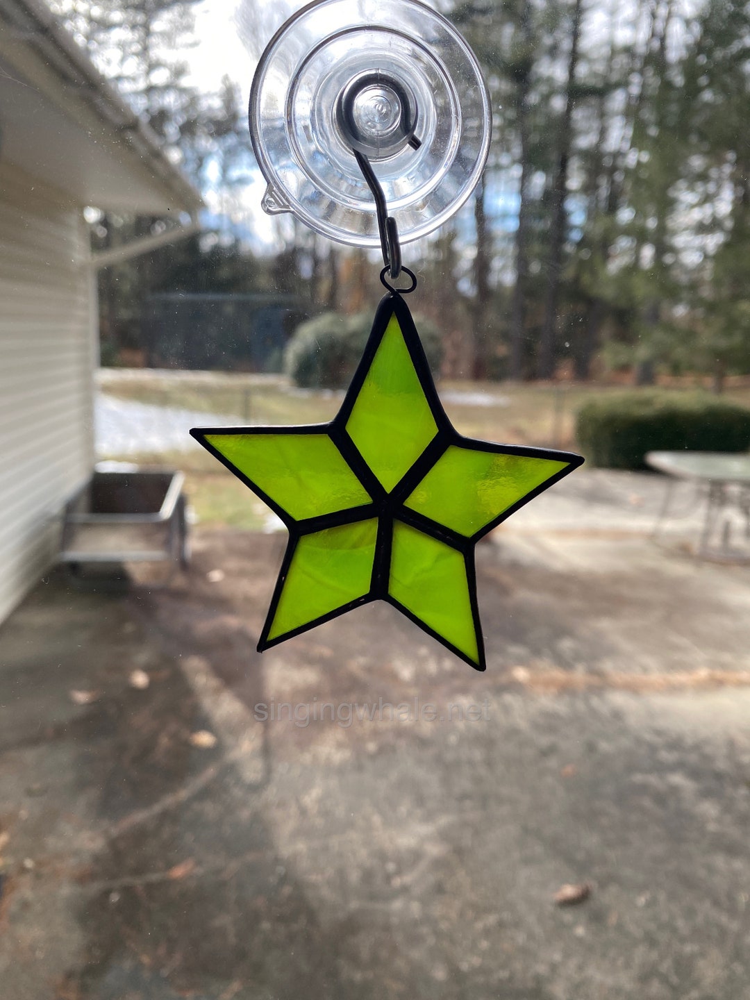 Stained Glass Five Point Star Ornament Bright Green Wispy - Etsy