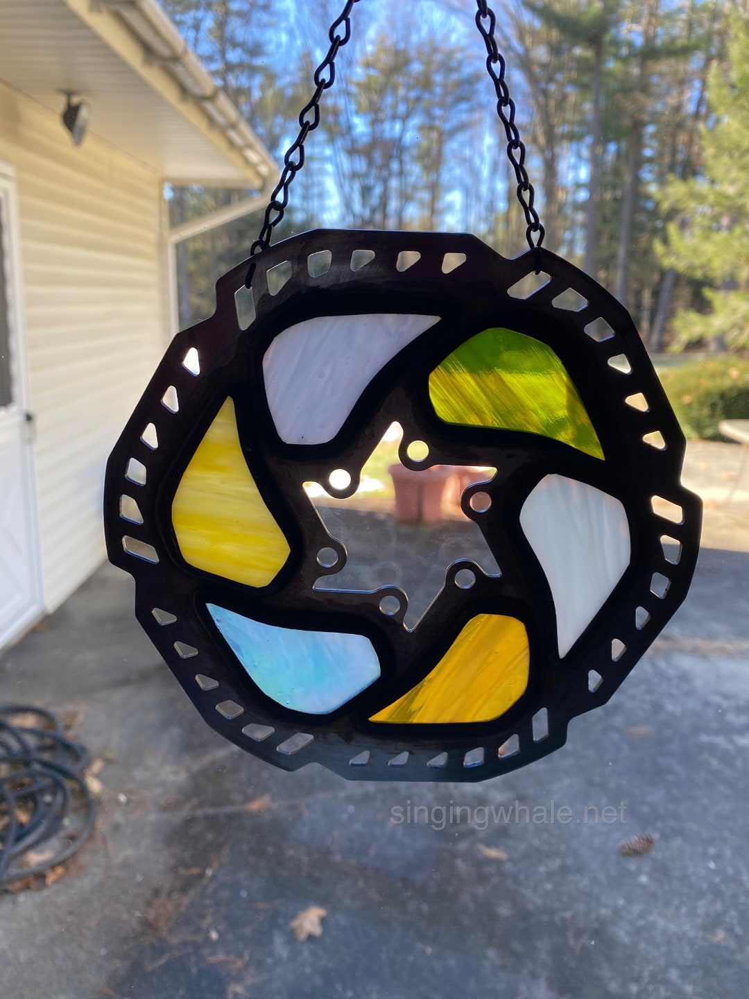 Bicycle Themed Stained Glass / Mixed Media Bike Glass, Upcycled Bike ...