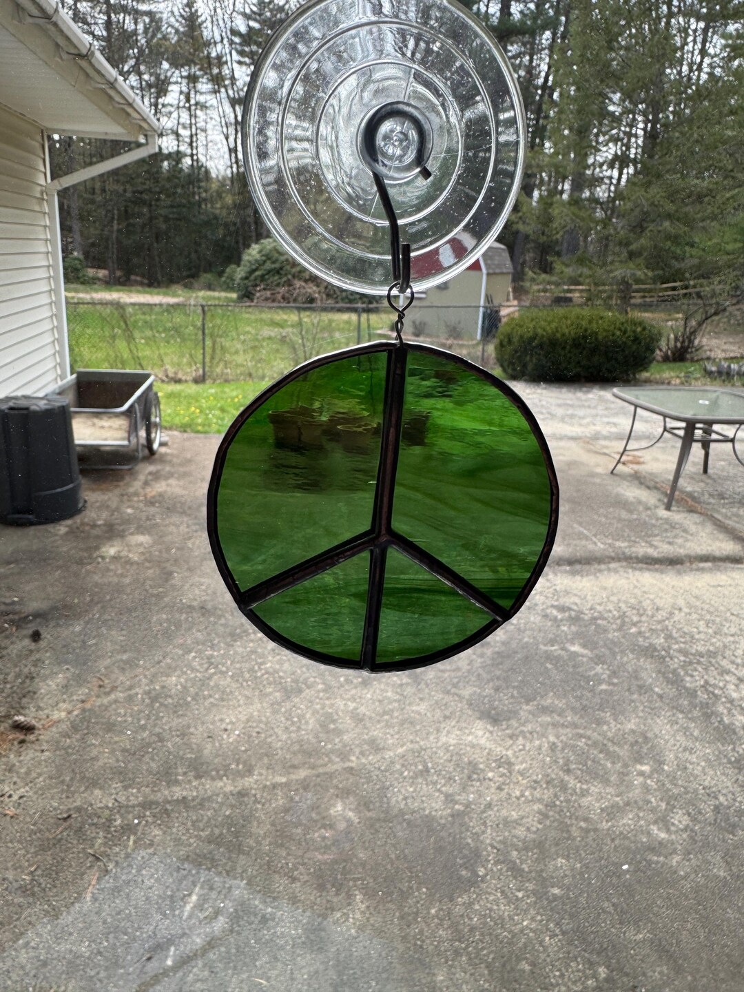 Stained Glass Peace Sign - Wispy Green, in Stock, Peace Symbol ...