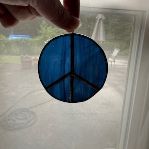 Stained Glass Peace Sign - Blue, in Stock, Peace Symbol, Suncatcher ...