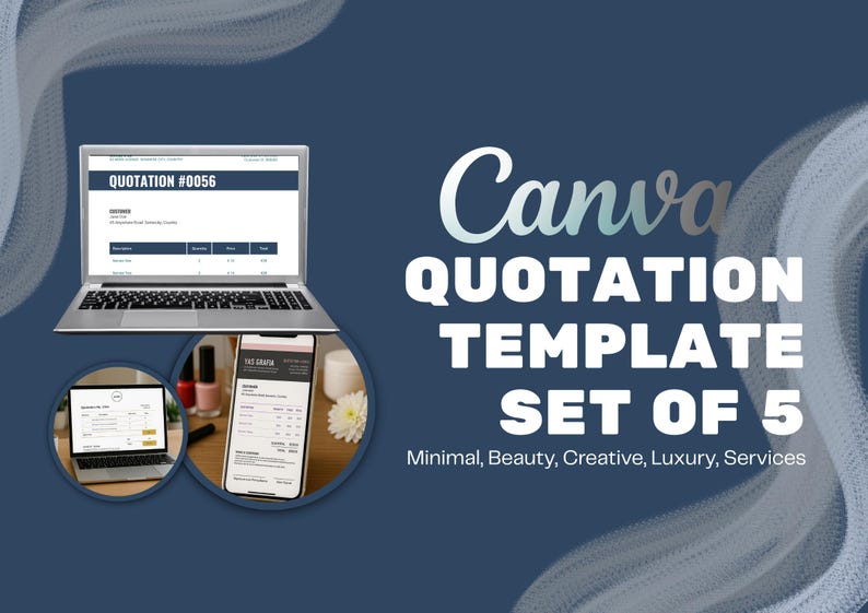 5 Quotation Templates Canva | Business Quote Set | Elegant, Beauty ...