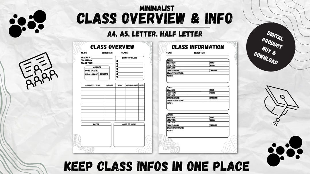 Class Information Sheet Printable – Semester Overview & Course List ...