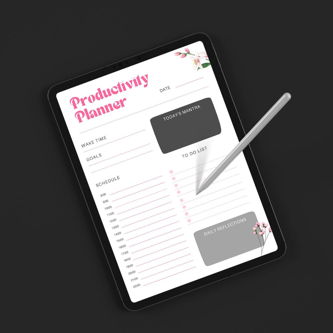 Printable Productivity Planner: Goal & Time Management Journal (digital ...
