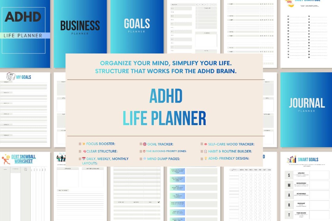 ADHD Digital Planner for Adults | Daily Budget & Paycheck Journal ...