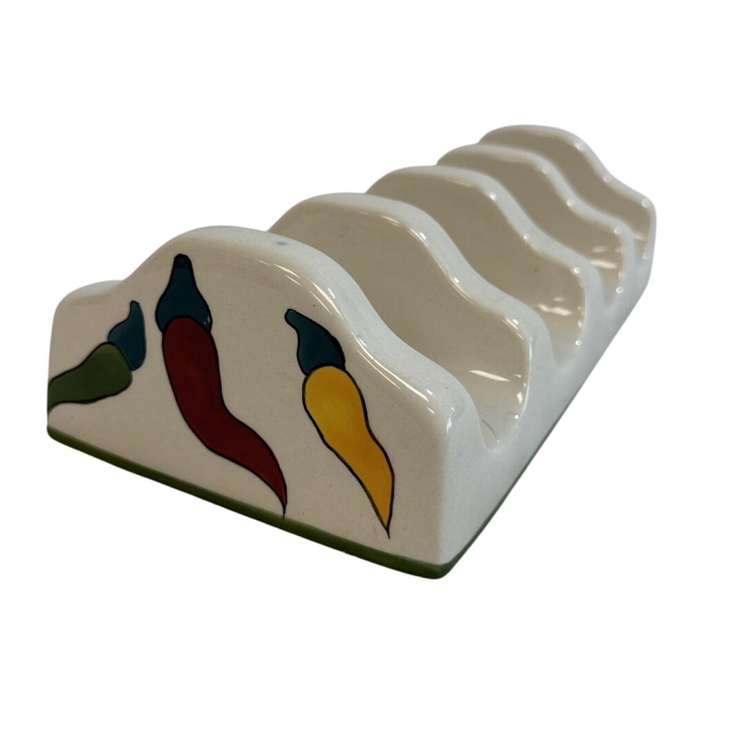 Ceramic Taco Holder Stand Fiesta Chili Pepper Design Kitchenware - Etsy