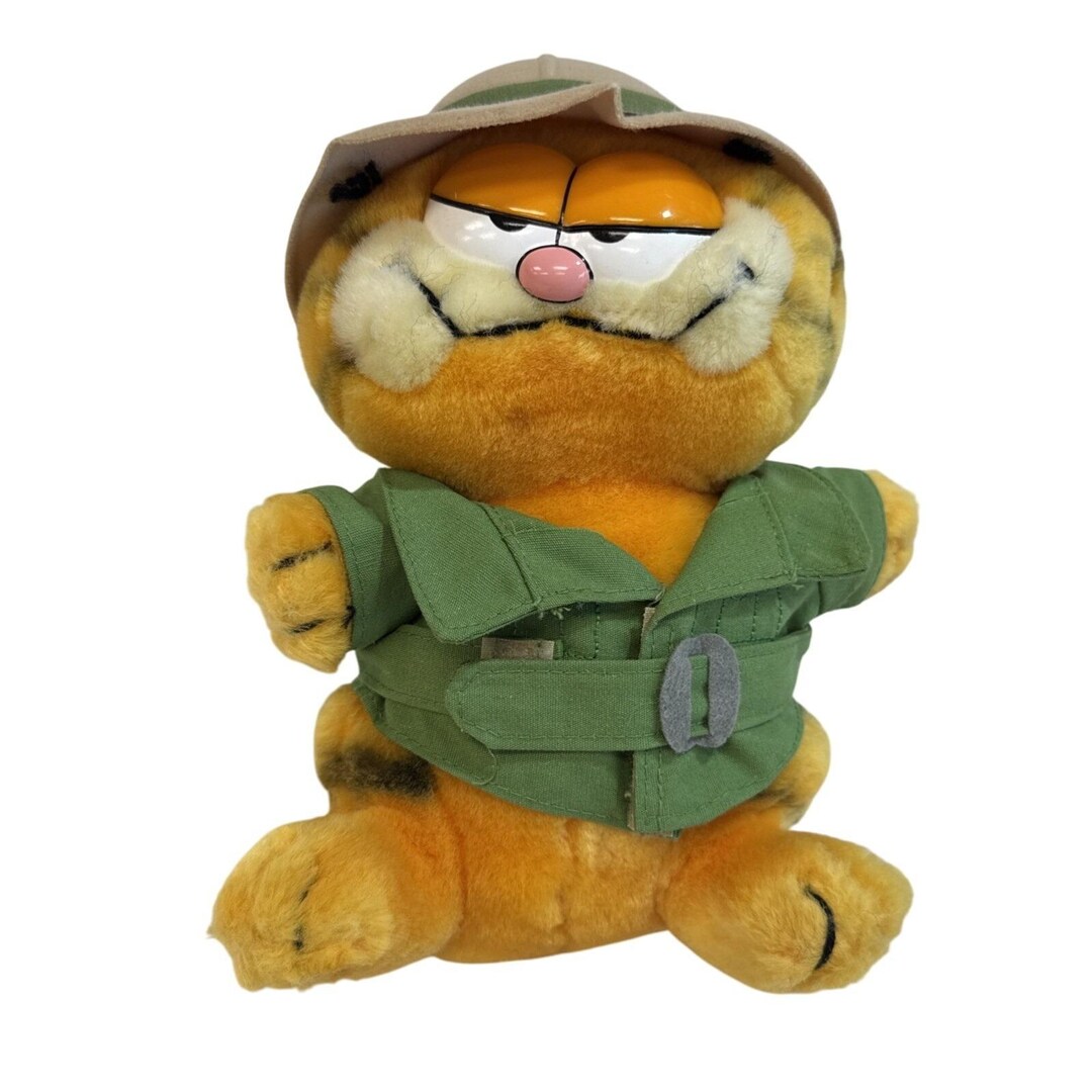 Vintage 1981 R. Dakin Garfield Plush Toy Cat Safari Outfit Hat Korea - Etsy