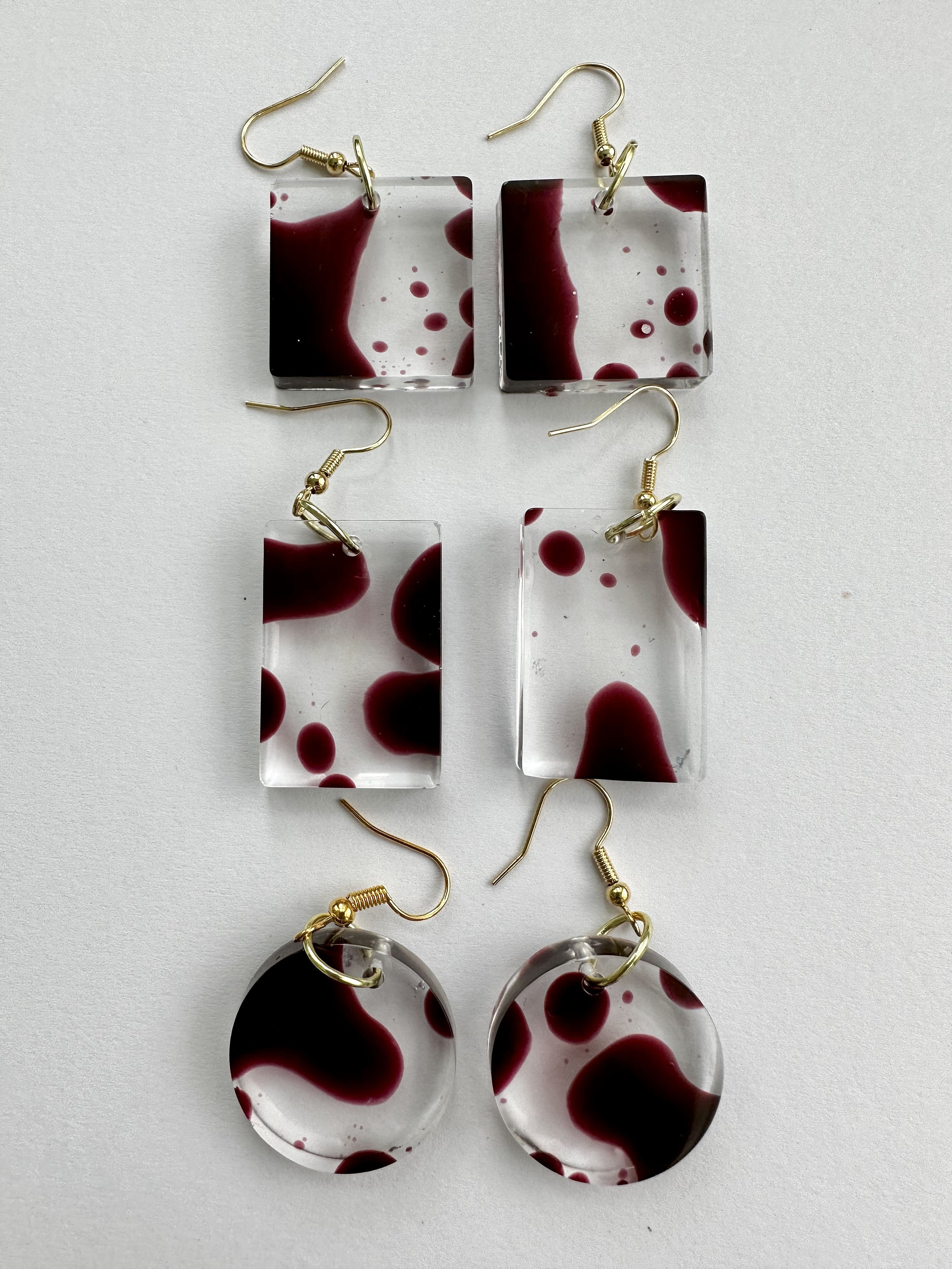 Blood Splatter, Blood, Creepy, Spooky, Jewlery, Resin, Resin Earrings ...