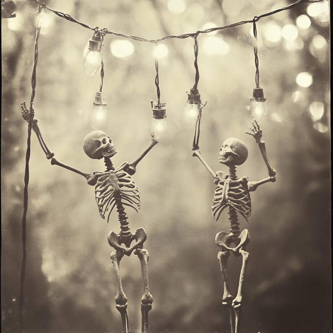 Skeletons Decorating for Halloween, Skeleton Wall Art, Cute, Fun ...