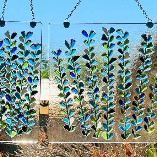 Fused Glass Window Panel Shakuf Design Blooming Branches in - Etsy