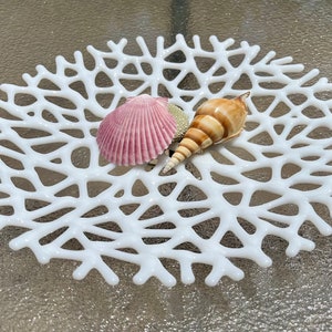Fused Glass White Coral Wall Decor, Large Coral Platter, Glass Coral ...