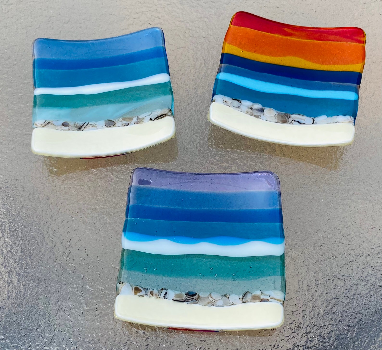 Fused Glass Beach Sunset Plate Sunset Beach Dessert Plate - Etsy