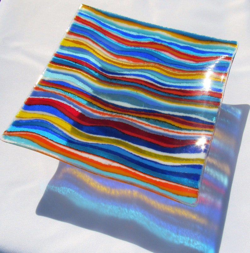 Fused Glass Beach Sunset Art Glass Ocean Wave Wall Decor - Etsy