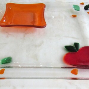 Fused Glass Plate, Apple and Honey Plate Set, Honey Dish, Rosh Hashanah ...