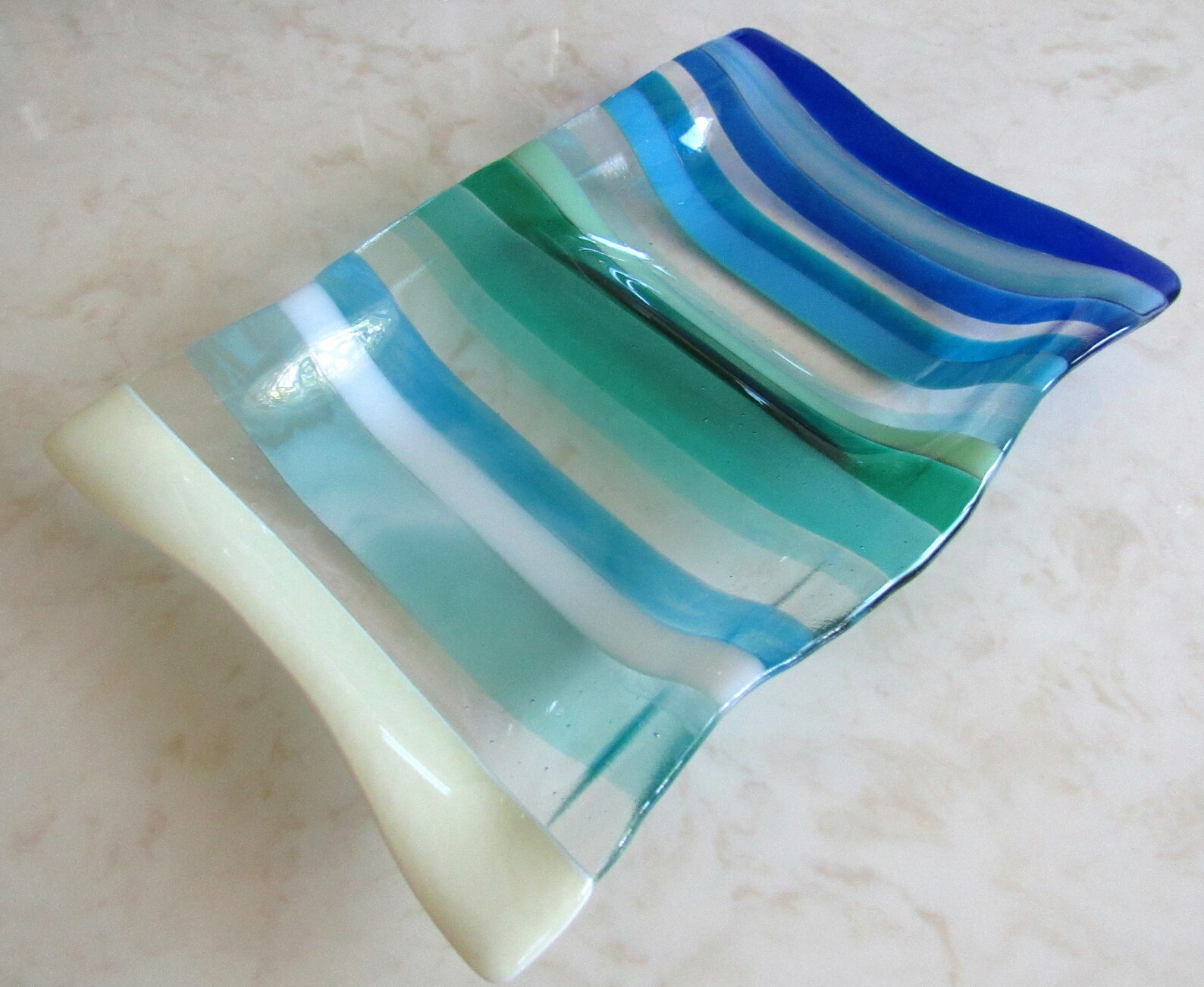 Fused Glass Plate Ocean Beach Divided Serving Tray Sea Glass | Etsy