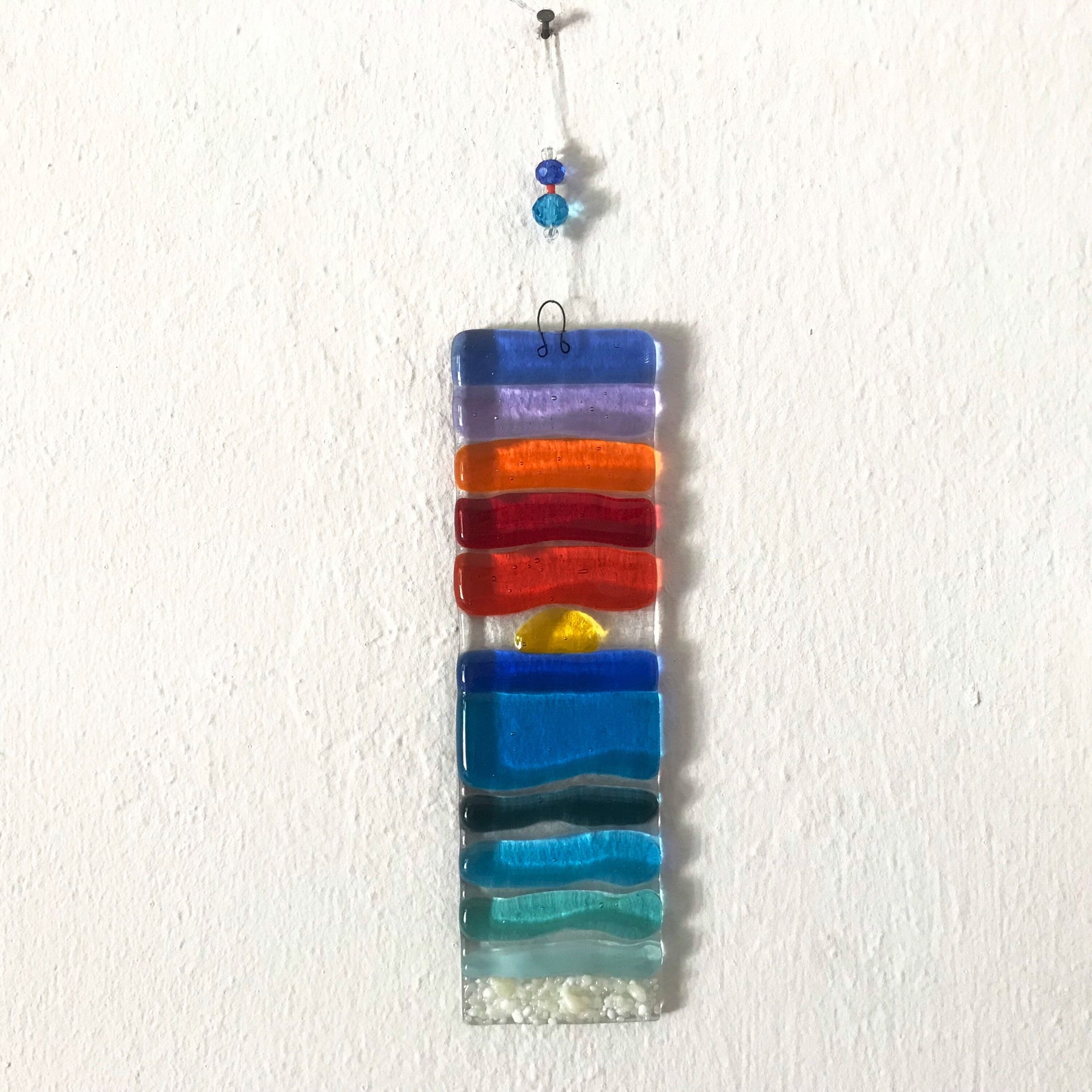 Fused Glass Beach Sunset Suncatcher Sunset Glass Wall Art | Etsy