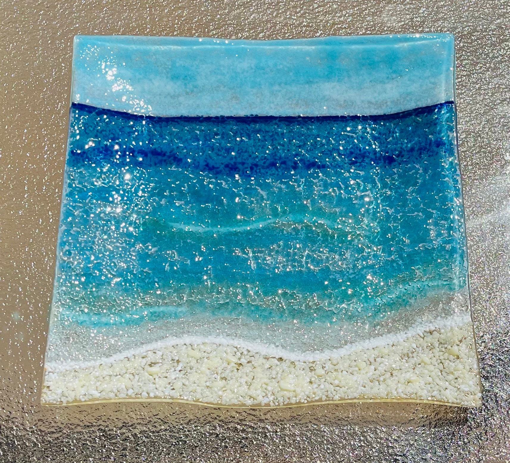 Fused Glass Beach Plate, Ocean Wave Serving Platter, Beach House Decor ...