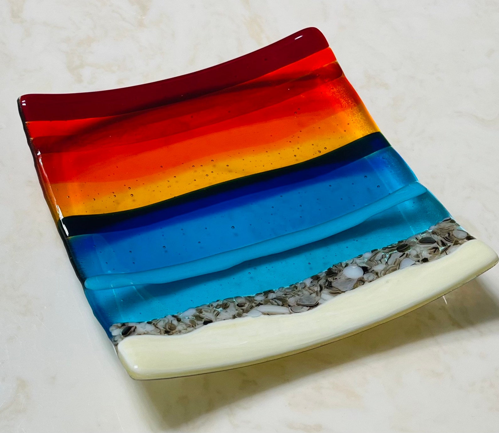 Fused Glass Beach Sunset Plate Sunset Beach Dessert Plate - Etsy