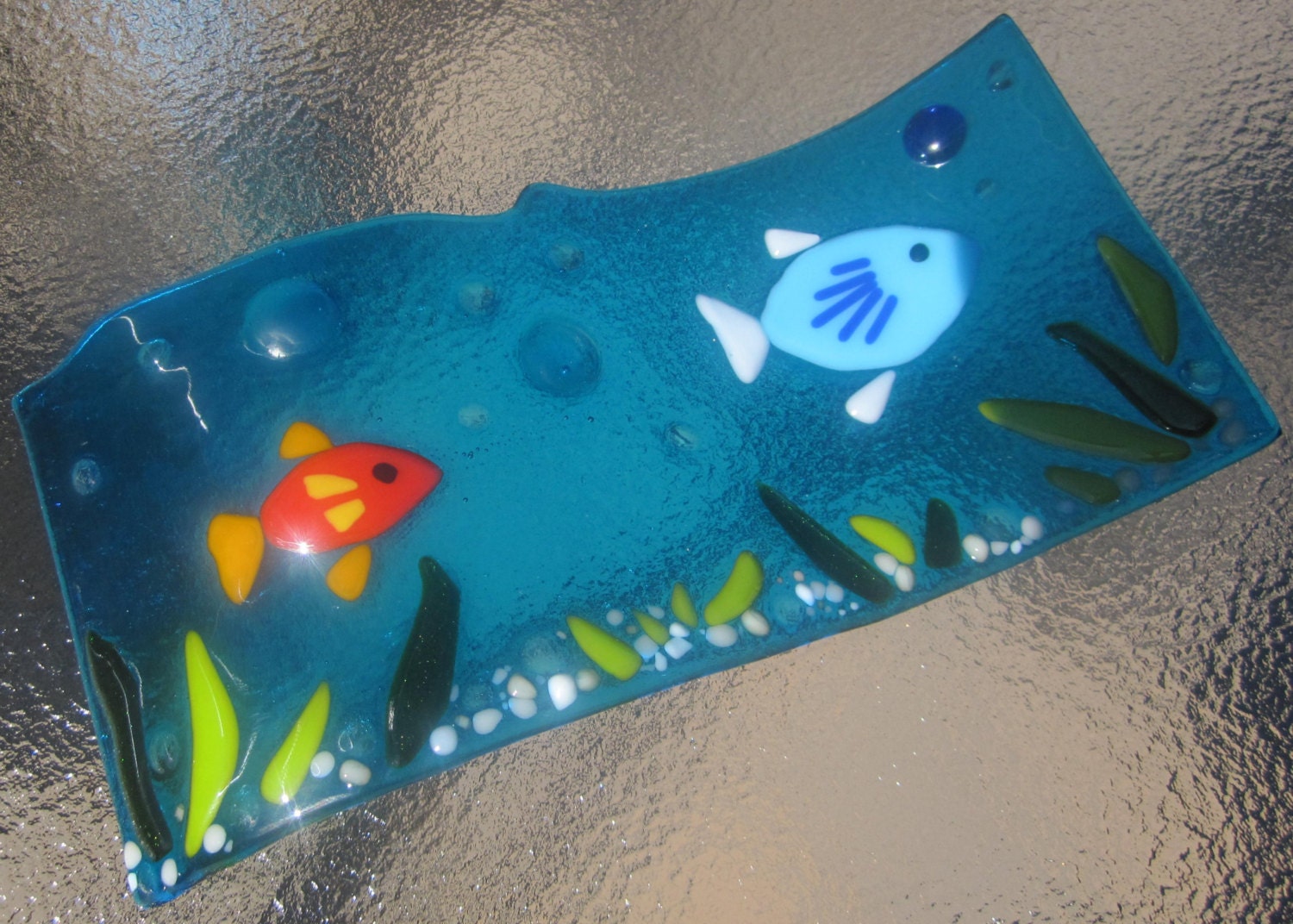 Fused Glass Wave Art Glass Fish Underwater Marine Life | Etsy