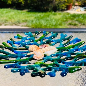 Fused Glass Coral Plate, Glass Branching Coral Wall Decor, Tropical ...