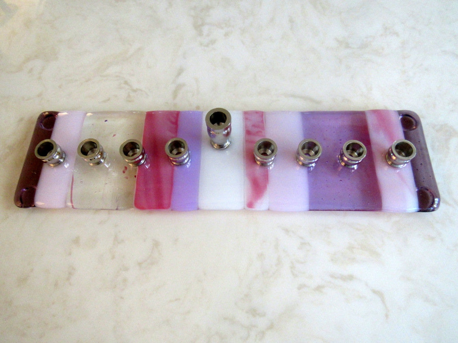 Hanukkah Menorah Fused Glass Pink and Purple Menorah - Etsy