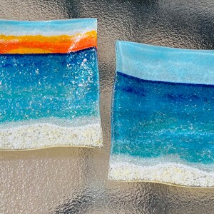 Fused Glass Beach Plate, Ocean Wave Serving Platter, Beach House Decor ...