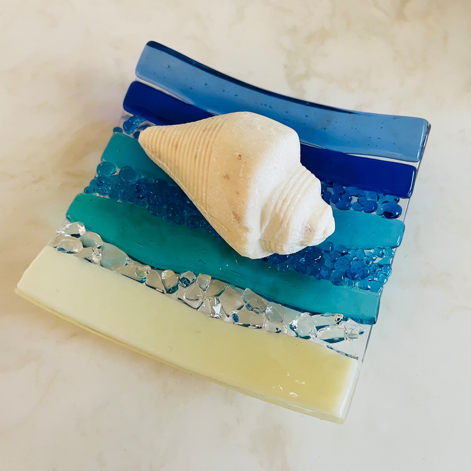 Fused Glass Beach Plate, Ocean Wave Dish, Coastal Decor - Etsy