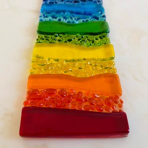 Fused Glass Rainbow Suncatcher, Personalized Rainbow Bridge Glass Art ...