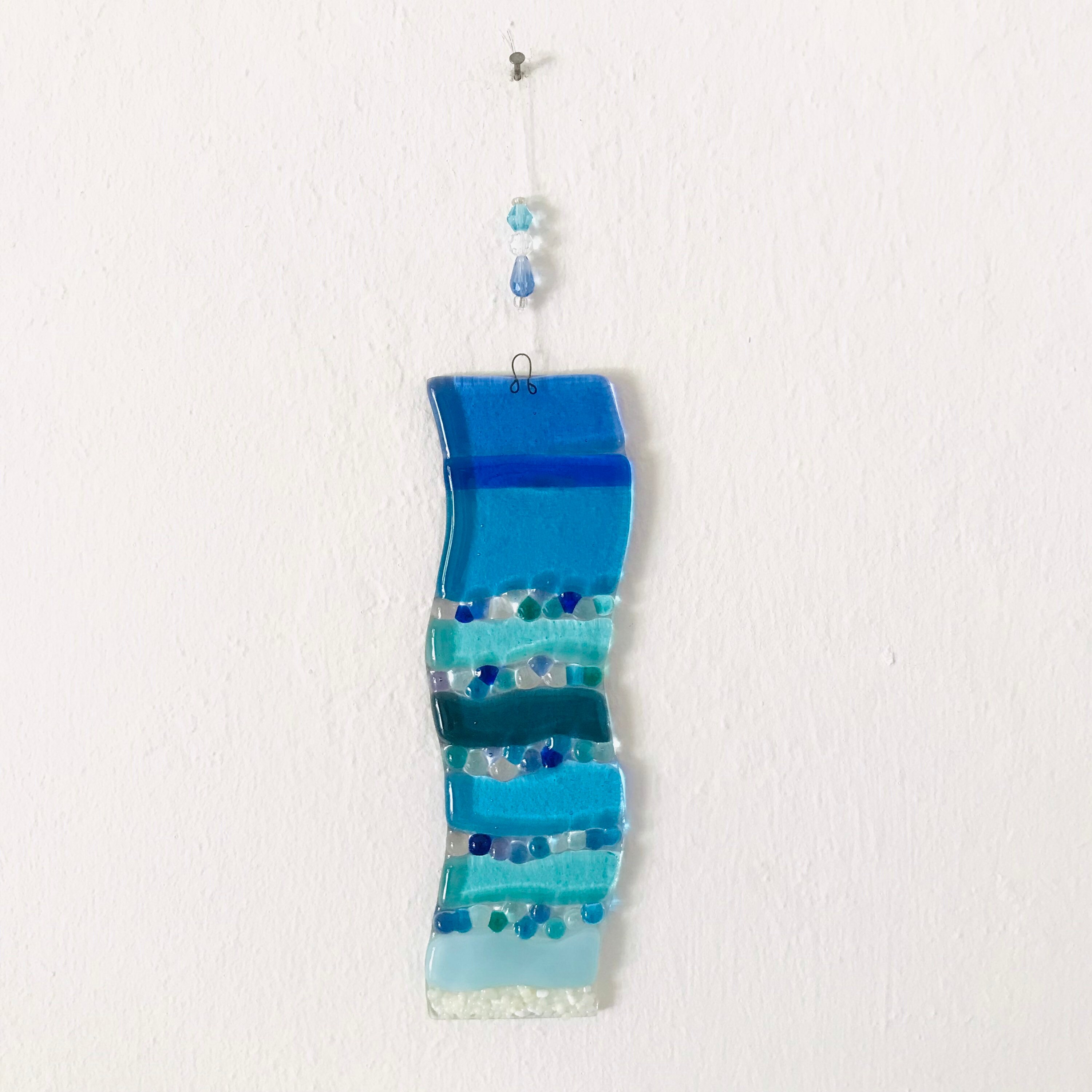 Fused Glass Ocean Waves Suncatcher Beach Wall Art Turquoise | Etsy