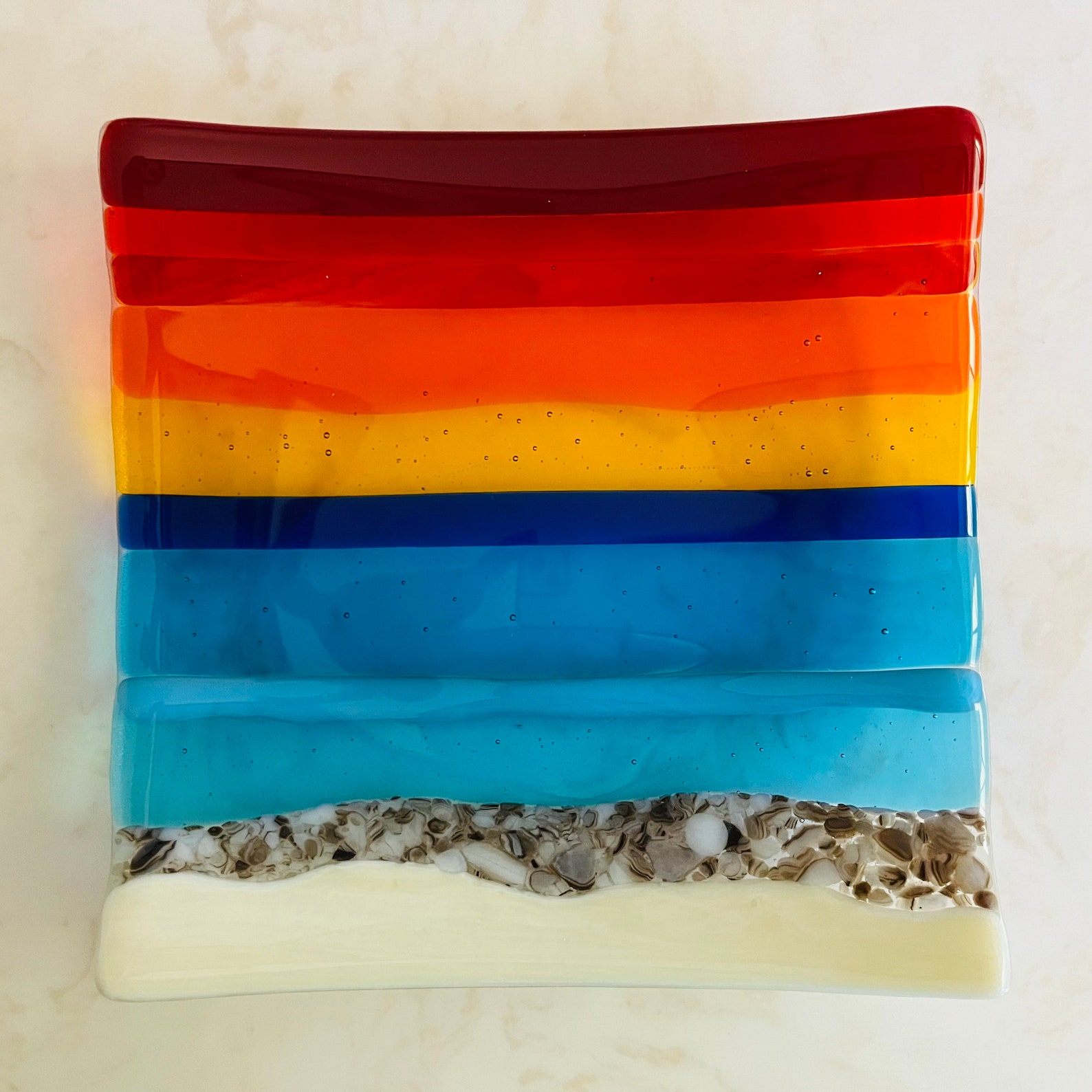 Fused Glass Beach Sunset Plate Sunset Beach Dessert Plate - Etsy