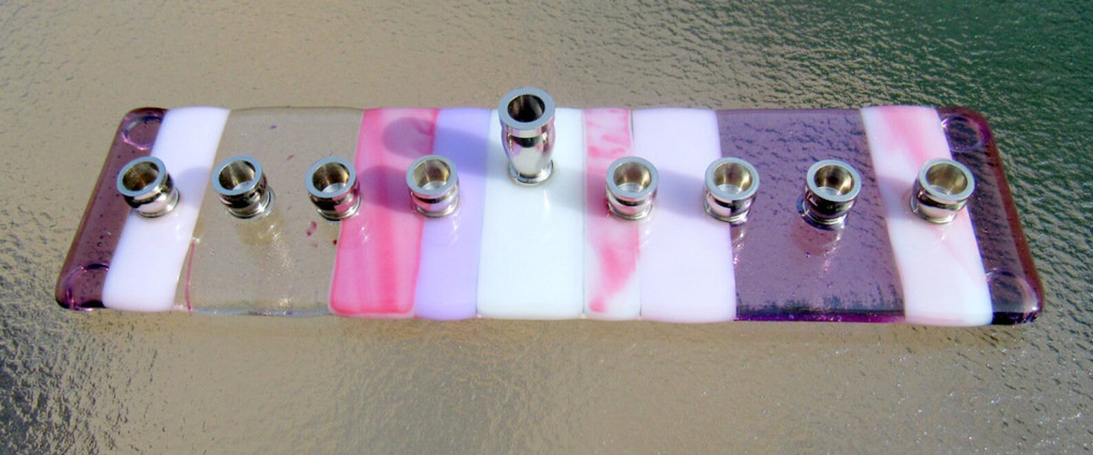 Hanukkah Menorah Fused Glass Pink and Purple Menorah - Etsy