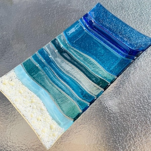 Fused Glass Ocean Wave Plate, Beach Glass Art, Ocean Beach Platter ...