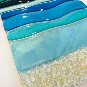 Fused Glass Beach Wall Art, Blue Glass Ocean Waves, Turquoise Sea Glass ...