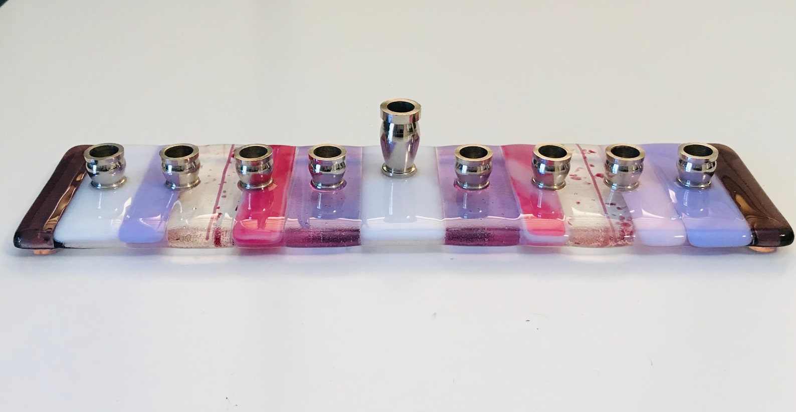 Hanukkah Menorah Fused Glass Pink and Purple Menorah - Etsy