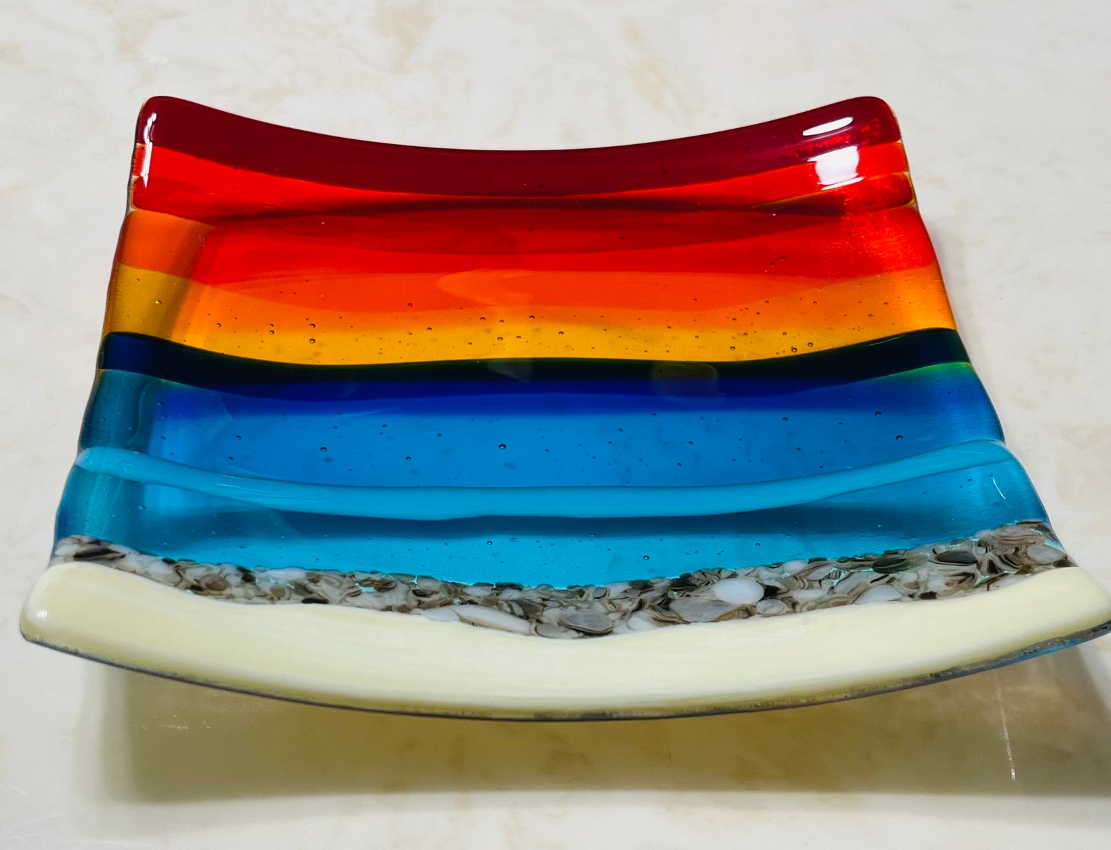 Fused Glass Beach Sunset Plate Sunset Beach Dessert Plate - Etsy