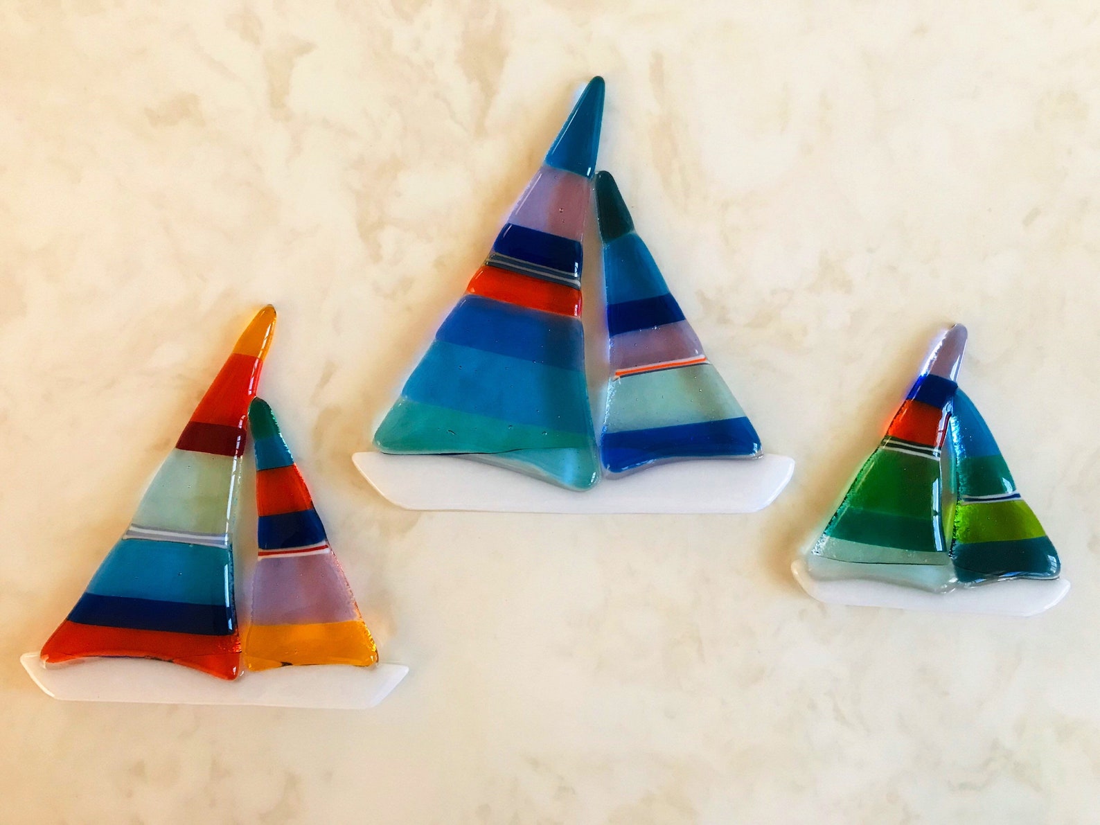 Fused Glass Boat Wall Art Ocean Beach Sailboat Sun Catcher | Etsy