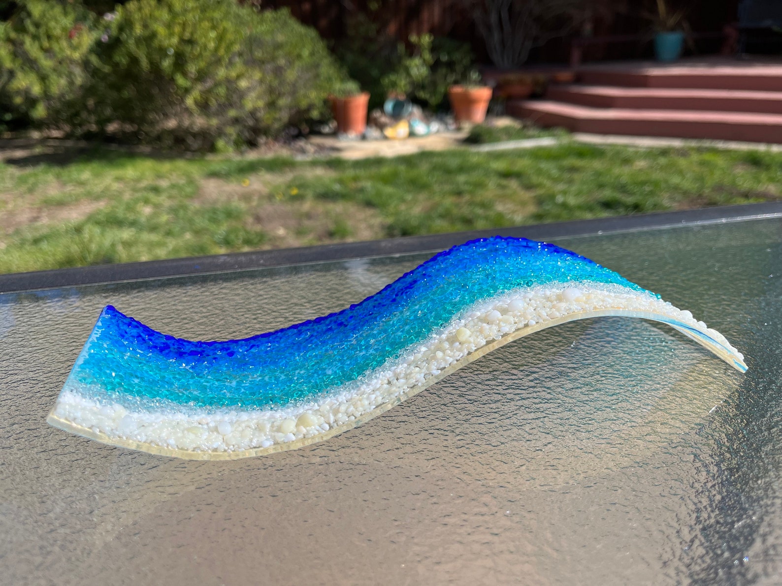 Fused Glass Ocean Wave Free Standing Glass Wave Art Beach - Etsy Canada