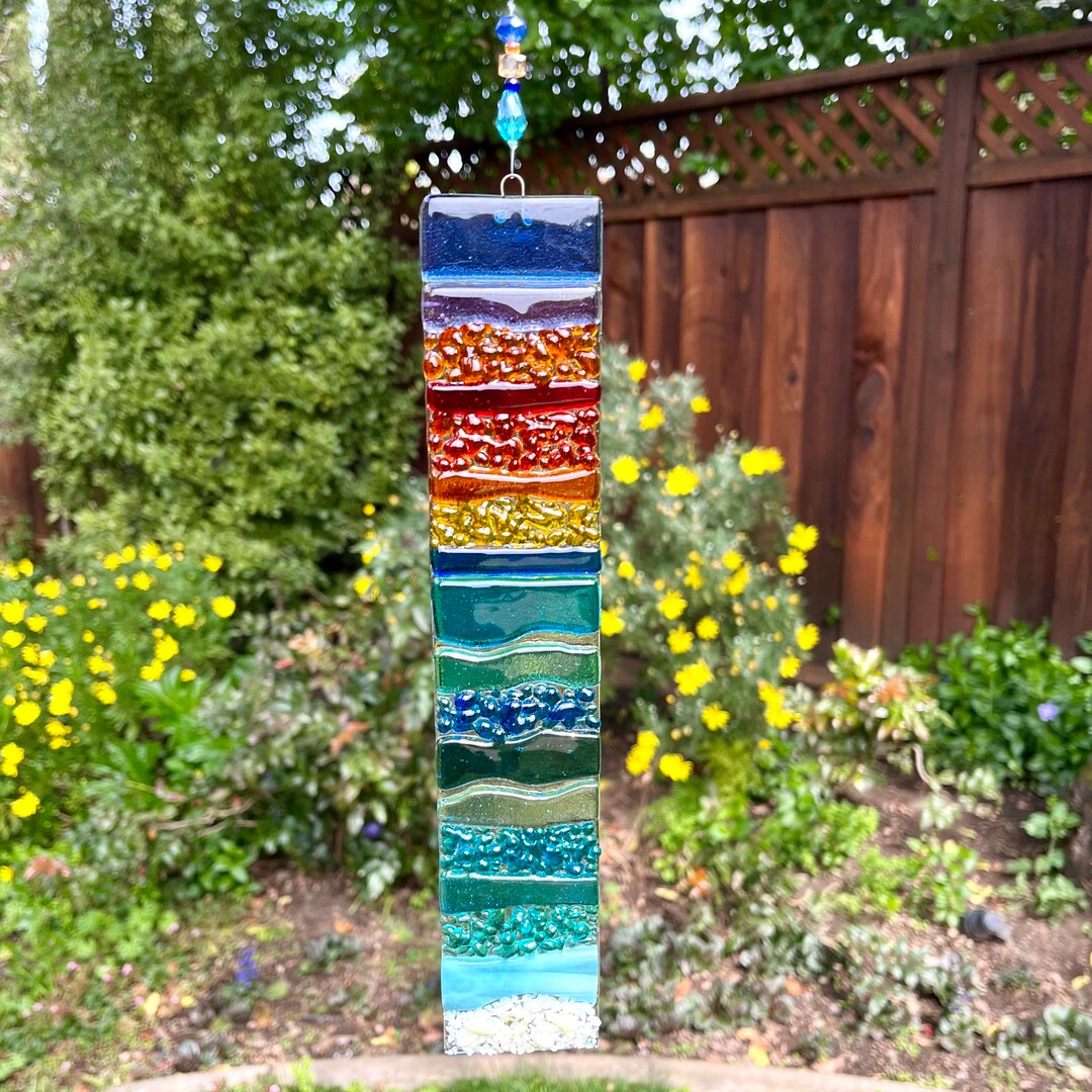 Fused Glass Beach Sunset Suncatcher, Sunset Glass Wall Art, Blue Ocean ...