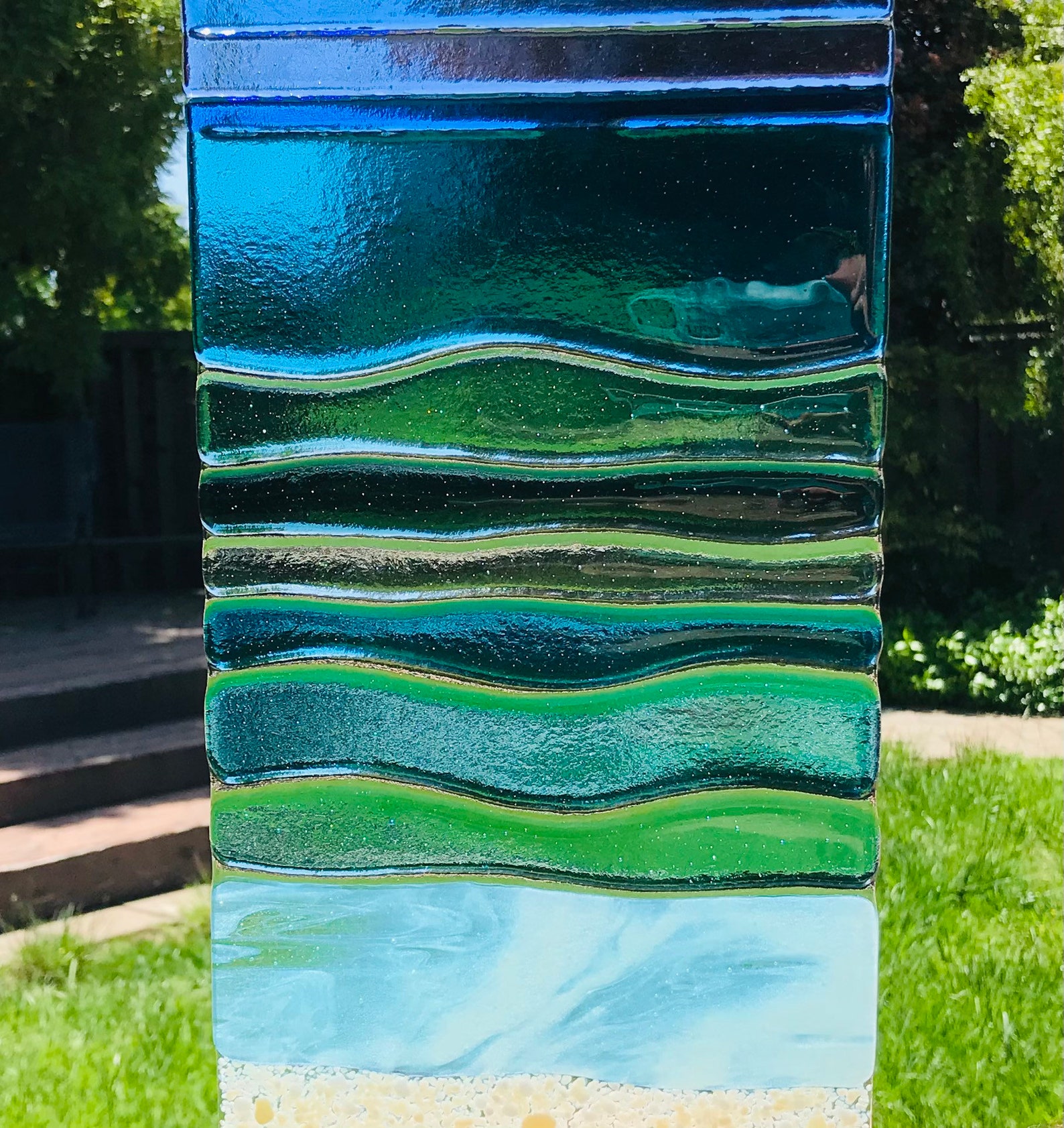 Fused Glass Beach Wall Art Blue Glass Ocean Waves Turquoise | Etsy
