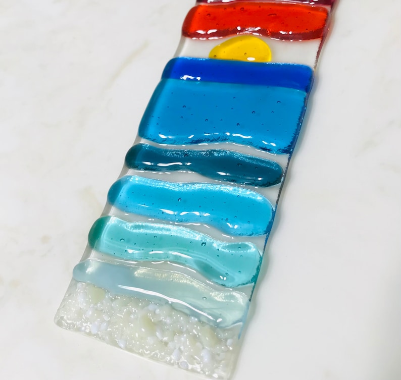 Fused Glass Beach Sunset Suncatcher Sunset Glass Wall Art | Etsy
